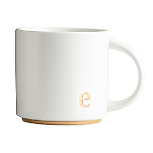 COLLECTIVE HOME - Monogram Ceramic Mugs, 15 oz Golden Initial Coffee Cups, Elegant Alphabet Tea Mugs, Elegant Personalized Mug with Gift Box, Luxurious Cups for Office and Home (e)