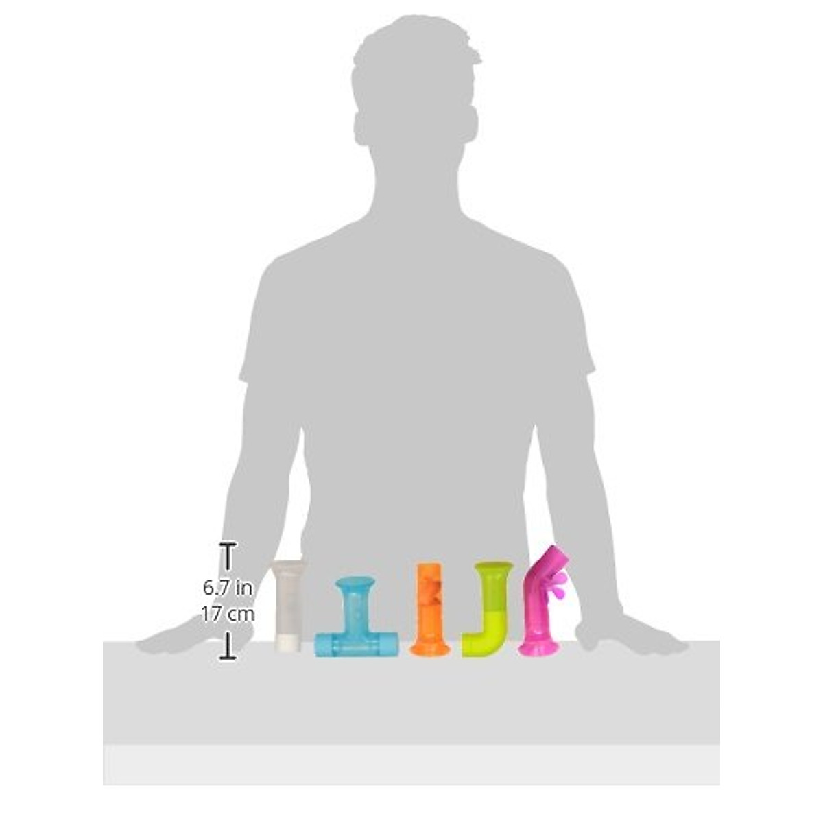 Boon PIPES Interactive Baby and Toddler Bath Tub Toys — Classic Colors — Colorful and Sensory Friendly Learning Baby Bathtub Toys— 12 Months and Up — 5 Count