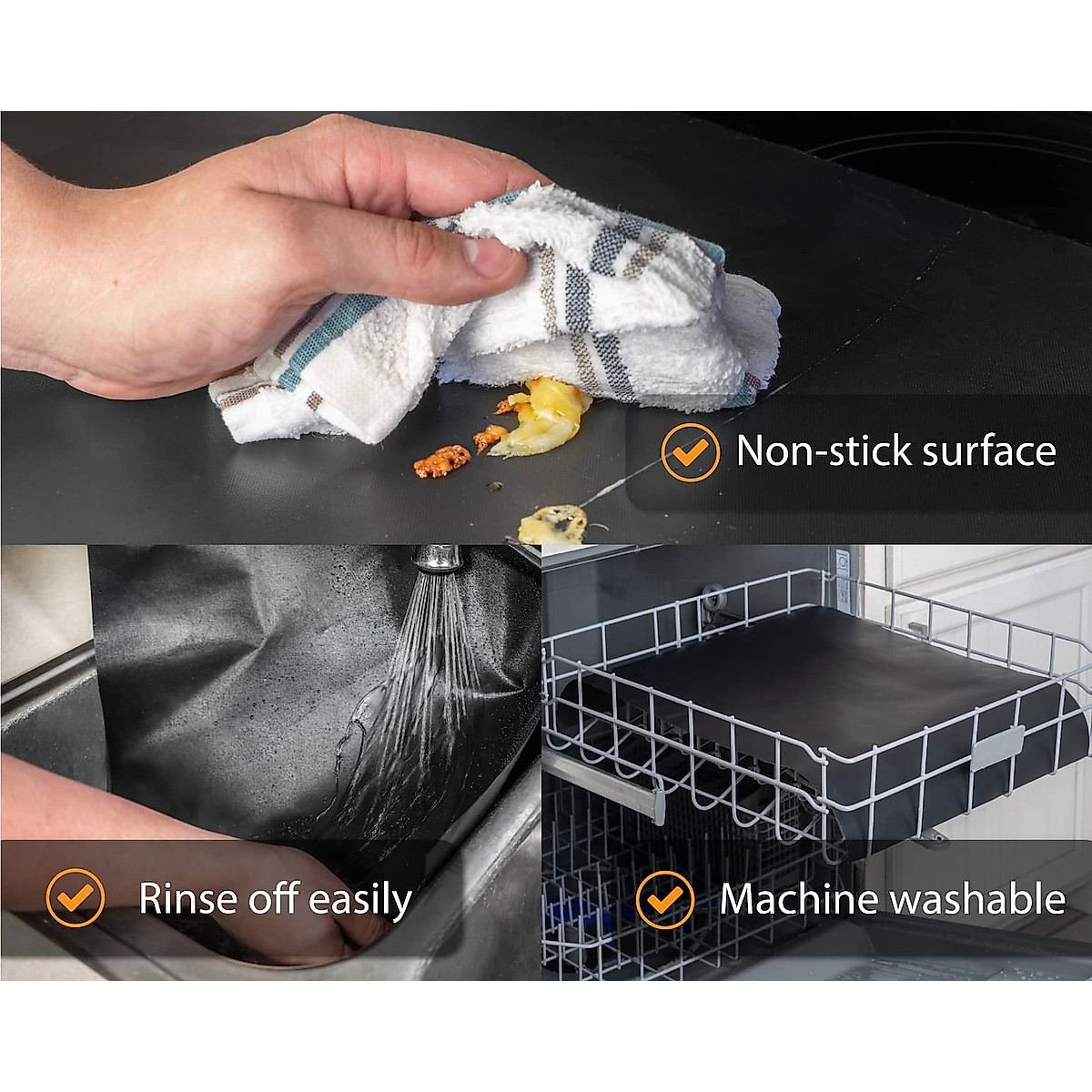 2 Pack Oven Liners and 8 Pack Refrigerator Liners Sheet Bundle - Say Goodbye to Messy Spills and Stains BPA & PFOA Free Kitchen Accessories