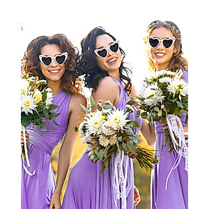 Xuhal 13 Pairs Valentines Day Heart Party Sunglass Bulk Bachelorette Glasses with DIY Letter Bead Pearl for Wedding Party(White)