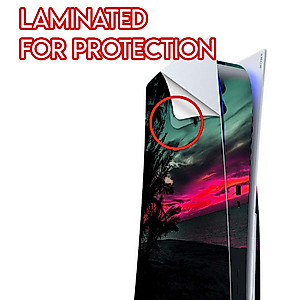 ITS A Skin Skins Compatible with Sony Playstation 5 Console Disc Edition - Protective Decal Overlay Stickers wrap Cover - Ocean Sunset Pink Sky