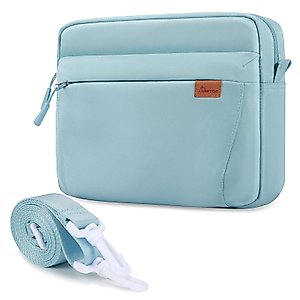 SIMTOP Tablet Sleeve Bag, 11 inch Daily Shoulder Bag for Tablet, Waterproof Crossbody Bag with Smart Organization for Accessories, Essentials Lightweight, YKK Zipper Bag, Polyester (Light Blue)