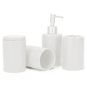 NAT & Jules Chic Rounded White 4.5 inch Matte Ceramic Bathroom Accessories Set of 4