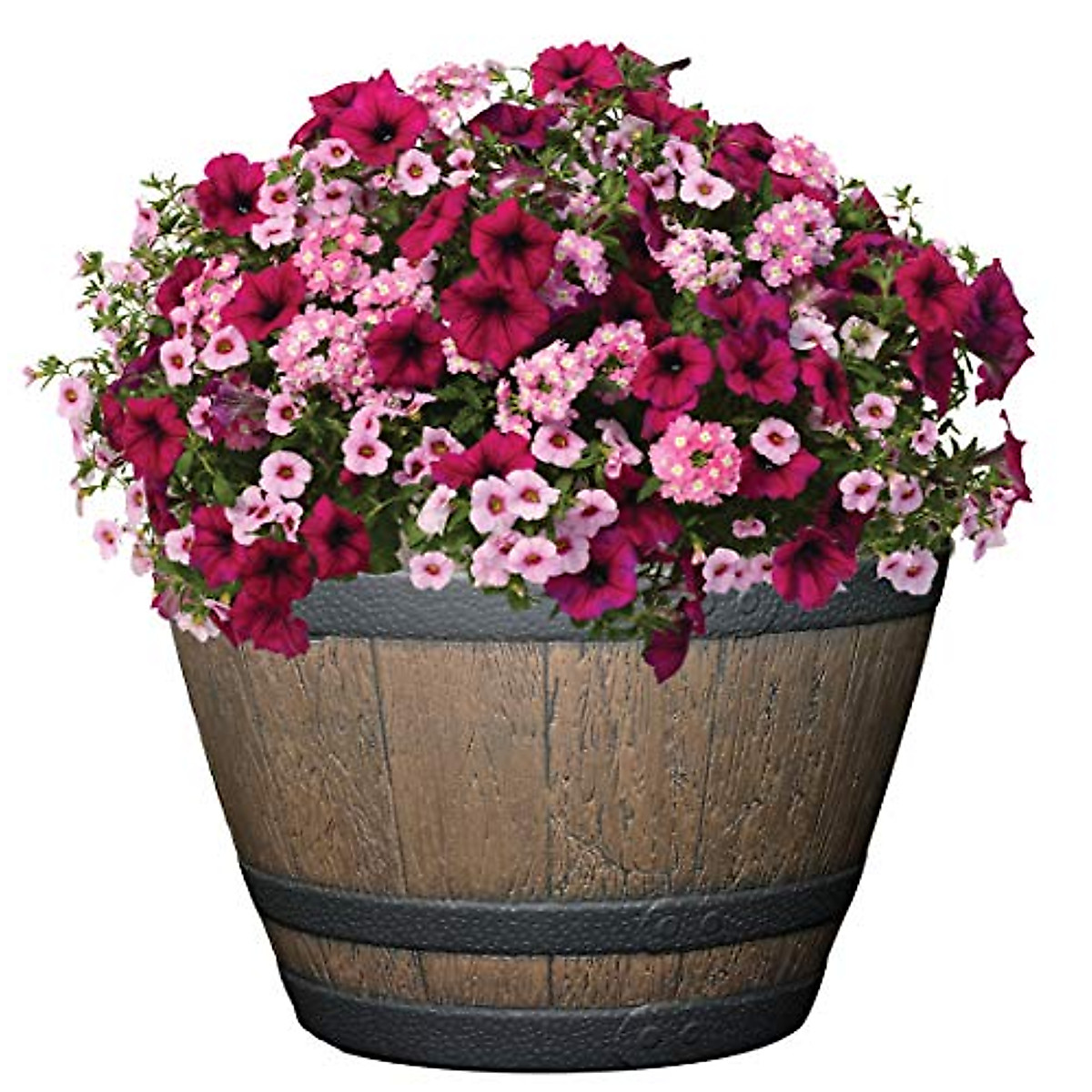 Classic Home and Garden S72CP3D-037R Whiskey Barrel Planter 3 Pack, 15", Kentucky Walnut