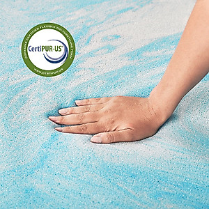 Irvine Home Collection King Size 3'' Swirl Cooling Gel Infused Memory Foam Mattress Topper, CertiPUR-US, Breathable, Plush, Pressure Relief, Blue, MTKing