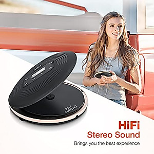 HOTT CD903TF Portable CD Player for Car with Bluetooth FM Transmitter，Rechargeable Touch Button Backlight Display Black