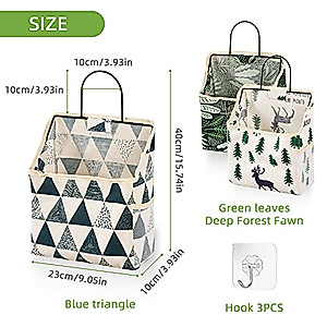 3 Pcs Wall Hanging Organizer Bags with Hooks,Waterproof Door Closet Storage Bags, Hanging Pockets, Linen-Cotton Storage Bags,Bedside Storage,Doorway Key Letter Storage