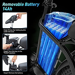 HITWAY Electric Bike for Adults, 20" Fat Tire E Bike 750W 20MPH, 48V/14Ah Battery 55-120KM, Removable Folding Mountain Bike Snow Beach Bicycle with Shimano 7 Gears