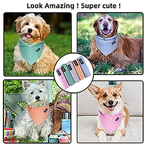 Gofshy Small Dog Bandanas-5PCS Puppy Bandanas Green Orange Pink Blue Gray Stripes Printing Dog Bib Scarf Accessories for Small XSmall Dogs Cats Pets(S)