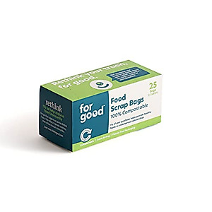 for: good Compostable 3 Gallon Food Scrap Bags – Biodegradable Compost Bin Liner – Extra Strong, Tear and Leak Resistant Food Waste Bags, 25 Count, None
