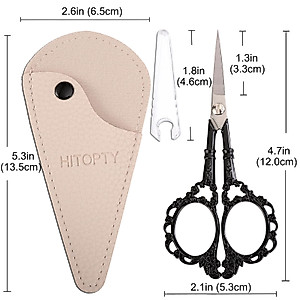 HITOPTY Small Sharp Embroidery Scissors with Cover - Tiny Precision Detail Scissors for Sewing Crafting Needlework Thread Fabric Yarn Cutting, Little Cute Black Shears