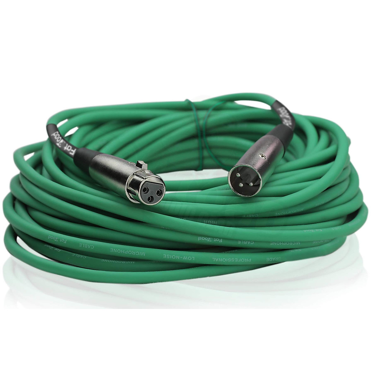 Fat Toad XLR Microphone Cables (2 Pack) 50ft Pro Audio Green Mic Cord Patch Extension & Male to Female Lo-Z Connector | 24 AWG Shielded Wire & Balanced for Speakers, Recording Studio Mixer Gear