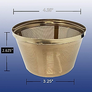 GOLDTONE Stainless Steel Coffee Filter - 8-12 Cup Basket Reusable Metal Filter for Mr. Coffee and Black and Decker Machines - Includes Scoop and Brush