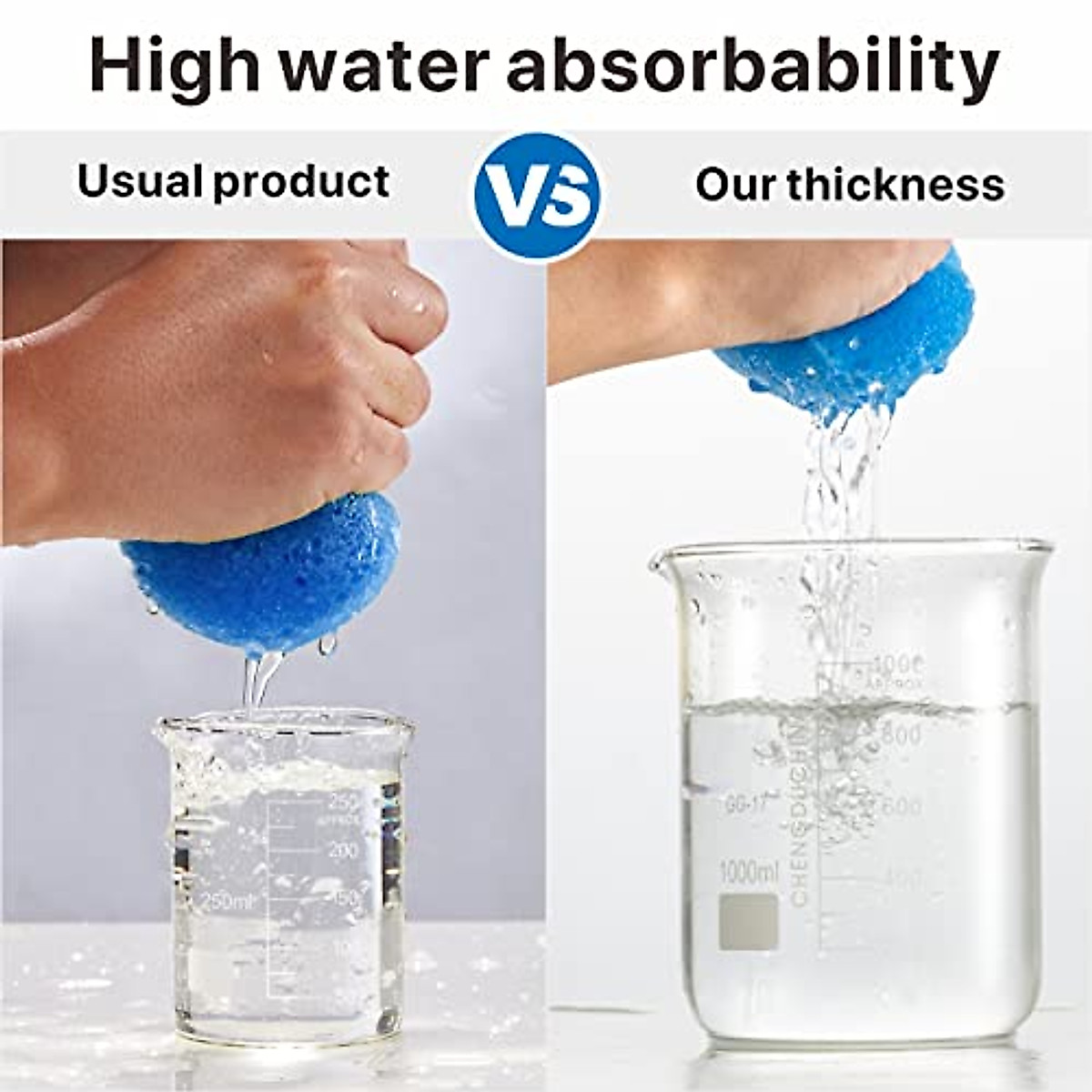 Car Wash Sponge, Large Sponge for Kitchen and Household General Cleaning, 2.75in Thick Giant Bone Sponge, Individually Packaged Compressed Sponges 6PCS