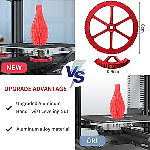 Official Creality Metal Leveling Nuts with 20mm Die Springs and 0.4mm Nozzles, Red Hand Twist Nuts Set for Ender 3/3 Pro/3 V2/3 Max, Ender 5/5 Plus/ 5 Pro, CR 10 Series 3D Printer Bed
