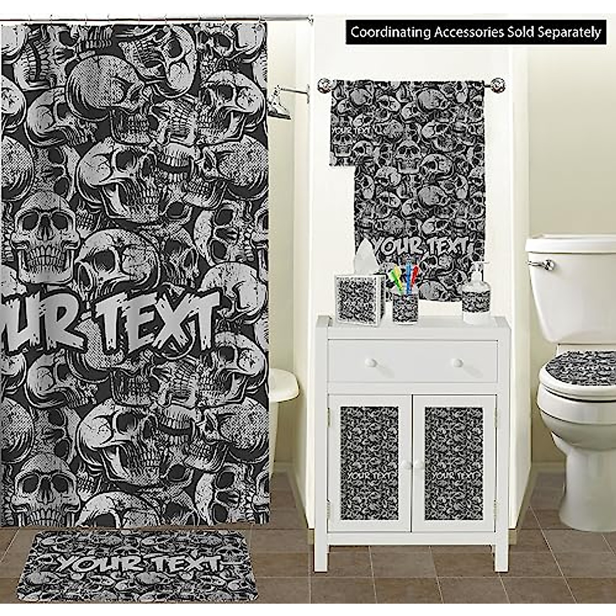 YouCustomizeIt Skulls Waste Basket - Double Sided (Black) (Personalized)