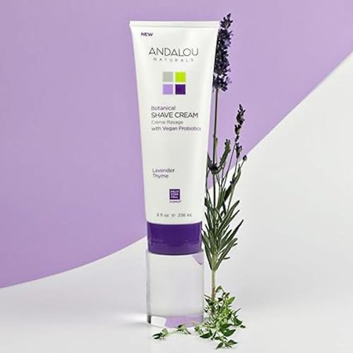 Andalou Naturals Lavender Thyme Botanical Shave Cream, 8 Ounce