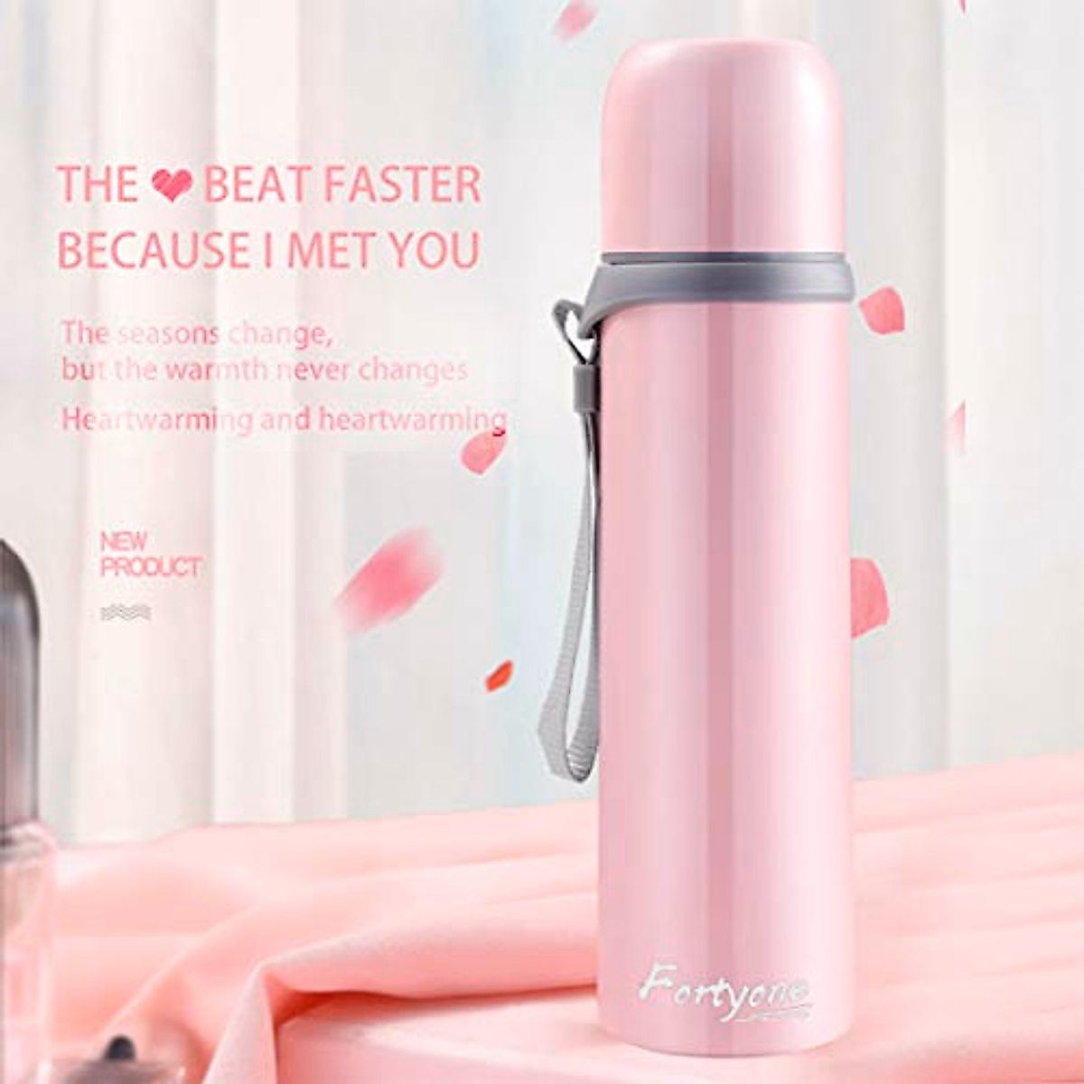 Thermos cup Coffee Thermos Bottle Coffee mugstainless steel cup Vacuum insulated cup Keep Drinks Hot or Cold (Pink, 22)