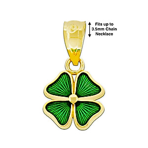 Gold Four Leaf Clover Charm - 10 Karat Solid Gold - Shamrock Pendant - Good Luck Charm Necklace - Irish Shamrock (Style 2)