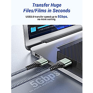 AINOPE USB 3.0 A to A Male Cable, [6.6FT] USB 3.0 to USB 3.0 Cable [Never Rupture] USB Male to Male Cable Double End USB Cord Compatible with Hard Drive Enclosures, DVD Player, Laptop Cool-Grey