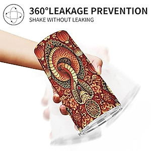 20oz Chinese New Year Snake Pattern Tumbler Stainless Steel, Vacuum Insulated Tumbler with Lid And Straw Unique Coffee Mug Travel Mug Gifts for Women Men