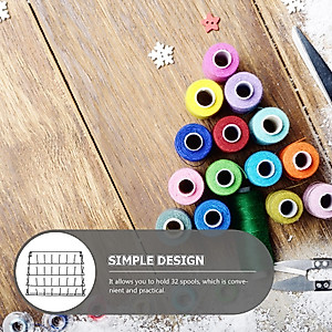 DIYEAH 32 Axis Frame Serger Room Thread Organizer Wall- Mounted Thread Holder Cone Thread Rack Metal Sewing Organizer Hair Braiding Accessories Thread Supplies Wire Rack Embroidered Iron