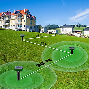 Mole Repellent for Lawns 4 Pack Snake Repellent for Yard Solar Gopher Trap Groundhog Vole Repellent Ultrasonic Spike Outdoor Waterproof Sonic Chipmunk Rodent Garden Burrowing Animals Deterrent Stake