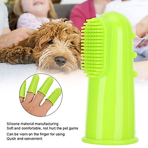 CDQL 10Pcs Pet Finger Toothbrush - Dog Finger Toothbrush for Dog Teeth Cleaningv - Soft Silicone Green Teeth Cleaning Tool - Dog Tooth Brush for Small and Large Pets (Green)