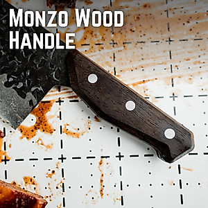 TRUE Primal Forge Knife Kit, Set Includes Two Outdoor Kitchen Prep and Carving Knives, 6.5" Chopper and 7.25" Tanto Conveniently Stored in a Waxed Canvas Roll,Silver