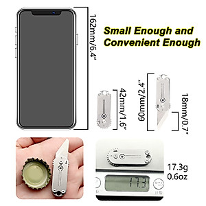 PJYTAC Mini Pocket Knife, Portable Small Stainless Steel EDC Tool Box Opener Knife for Daily Use and Outdoors(2 Packs)