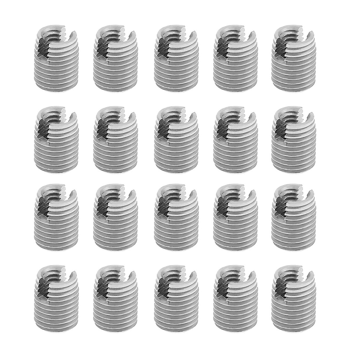 M4 x 8mm Self Tapping Thread Inserts, 20Pcs Helical Screw Threaded Inserts, Metal Slotted Screw Thread Insert Helical Repair Set for Helical Repair