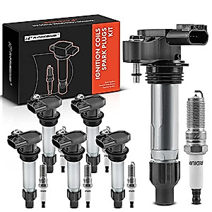 A-Premium Ignition Coils and Spark Plugs Kits Compatible with Chevrolet Equinox, Malibu, Traverse, Impala, Camaro, Colorado & GMC Acadia, Canyon & Buick LaCrosse, Enclave & Cadillac SRX, CTS 6-PC Set