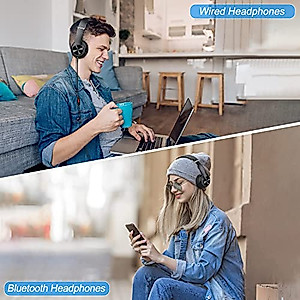 Wireless Bluetooth Headphones Over-Ear, 60H Playtime Foldable Lightweight and Wired Stereo Deep Bass Headset HiFi Stereo Sound with 6 EQ Modes, Micro SD/TF, FM, for Travel Work Laptop PC Cellphone