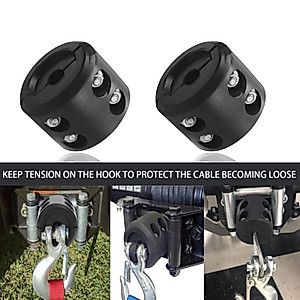 Winch Cable Hook Rubber Stopper with Allen Wrench, Rubber Rope Line Saver, Protects Towing Hook Synthetic Rope, Auto Accessories Universal for Car UTV ATV Winches (2, Black)