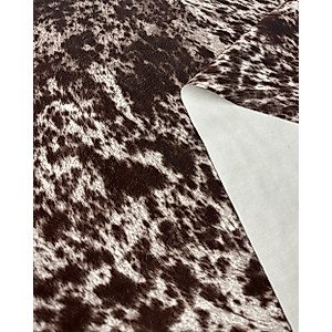 Suede Velvet Longhorn Spotted Cow Print Cowabunga Fabric Upholstery / 54" Wide/Sold by The Yard (Chocolate)