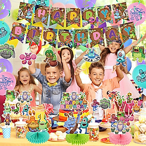 41 Pcs 𝓢𝓲𝓷𝓰𝓲𝓷𝓰 𝓜𝓸𝓷𝓼𝓽𝓮𝓻𝓼 Party Supplies Set Include Birthday Banner, Honeycomb Centerpieces, Cupcake Topper, Latex Balloons, 𝓢𝓲𝓷𝓰𝓲𝓷𝓰 𝓜𝓸𝓷𝓼𝓽𝓮𝓻𝓼 Theme Hanging Swirls for Adult Kids Birthday Party