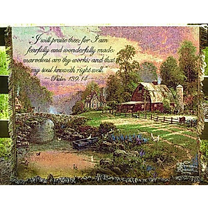 Manual Thomas Kinkade 50 x 60-Inch Tapestry Throw, Sunset at Riverbend