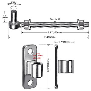 Insaga 8'' J Bolt Gate Hinge, Heavy Duty Gate Hinge for Wood Fence, One-Piece Molding Gate Hinge for Metal Gate, 304 Stainless Steel Welded Hinge for Farm Gate, 2Pack