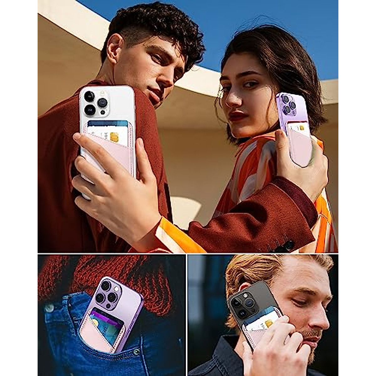 Miroddi for MagSafe Wallet, Magnetic Wallet Card Holder for iPhone 15/14/13/12 Series, 0.12" Invisible Ultra-Thin Magnetic Phone Wallet, 2 Independent Card Slot, Vegan Leather, Pink