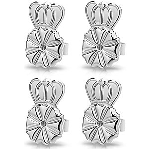 2 Pairs Earring Backs for Droopy Ears,Adjustable Crown Large Earring Backs for Heavy Earring,18K Gold Plated Hypoallergenic Earring Lifters Secure Earring Backs for Studs(WhiteGold)