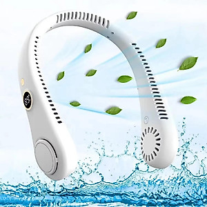 Generic Portable Hanging Neck Fan with 5 adjustable speed gears, Rechargeable Battery, Supports Charging Port, for Running, Cycling, Hiking, Camping, Traveling, In Door and Out Door Use, Standard