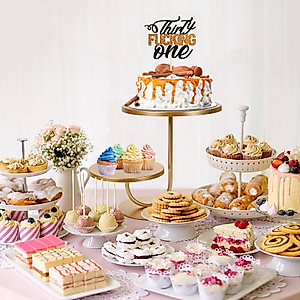 HUANGXIN 2 Tier Gold Cake Stand Metal Food Display Riser Stands Perfect for Desserts Cupcakes Pastry Candy Round Serving Tray Ideal for Wedding Birthday Party and Event