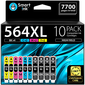 Smart Ink Compatible Ink Cartridge Replacement for HP 564 XL 564XL High Yield 10 Combo Pack (4 Black & 2 C/M/Y) for DeskJet 3520 3522 Photosmart 7520 6520 5520 7525 5514 7510 OfficeJet 4620 Printers