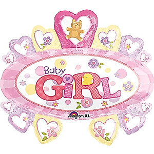 Anagram International Baby Girl Marquee Balloon, 31 by 28", Multicolor