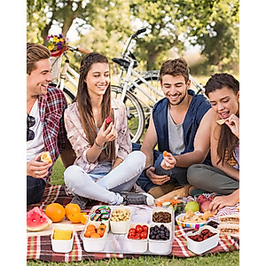 HAKPNEW Snackle Box Container with Lid & Handle, Divided Clear Snack Box Serving Tray, Refrigerator Organizers and Storage for Fruit, Candy, Charcuterie, Veggie, Perfect for Party, Travel, & Picnic