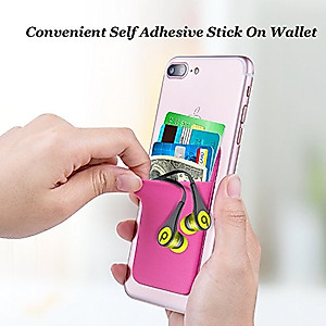 Costyle 4 Pack Slim Card Holder for Back of Phone- Pink Gray Mint Green Rose