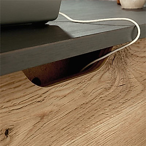 Sauder Acadia Way Single Pedestal Desk in Raven Oak with Timber Oak Accents