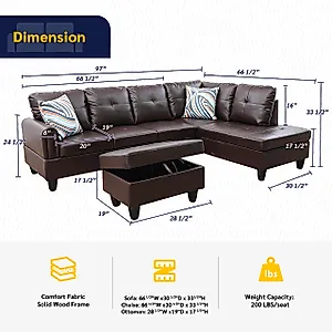 Star Home Living Corp. Bendigo Right Facing Sectional Sofa with Ottoman