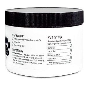 Coconut Paws Coconut Oil for Dogs Skin and Coat, Itching Relief, Hot spot Treatment, Hair Loss, aceite de Coco para Perros | w/Olive & Sunflower Oils | Vet Recommended 8oz - COCONUT ESSENTIALS