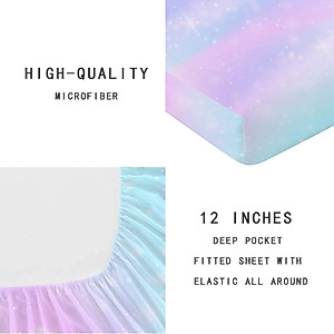 MUSOLEI Colorful Girls Fitted Sheet Set Rainbow sheets, 3D Rainbow Twin Bedding Set girl bed sheets 2PCS Boho 1 Fitted Sheet with 2 Pillowcases Wrinkle Free Cozy Microfiber Twin sheets for girls(full)